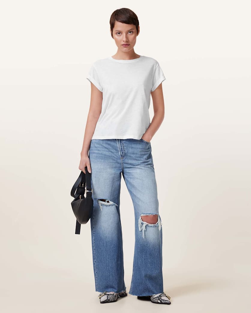 Anna Crew Neck Short Sleeve T-Shirt Chalk White | ALLSAINTS